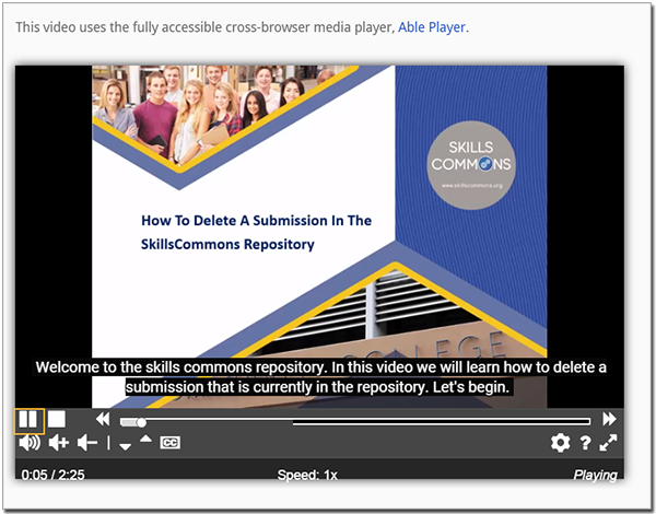 Documentation of Accessibility Features | SkillsCommons Support