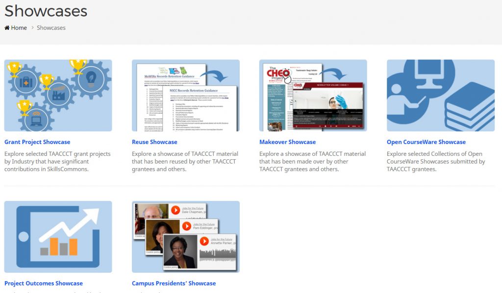 Showcase Center | SkillsCommons Support